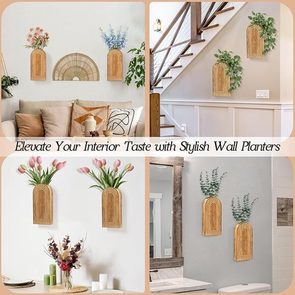 Wall Decor | New 2 Pack Wall Decor Wood Wall Planters For Indoor Plants ...